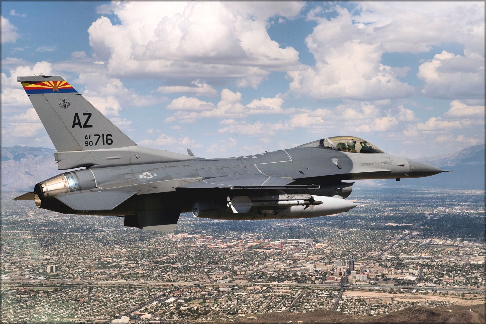 24"x36" Gallery Poster, F-16 Fighting Falcon from the 162nd Fighter ...