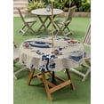 Blue Paper Fan Round Outdoor Tablecloth with Umbrella Hole Cherry ...