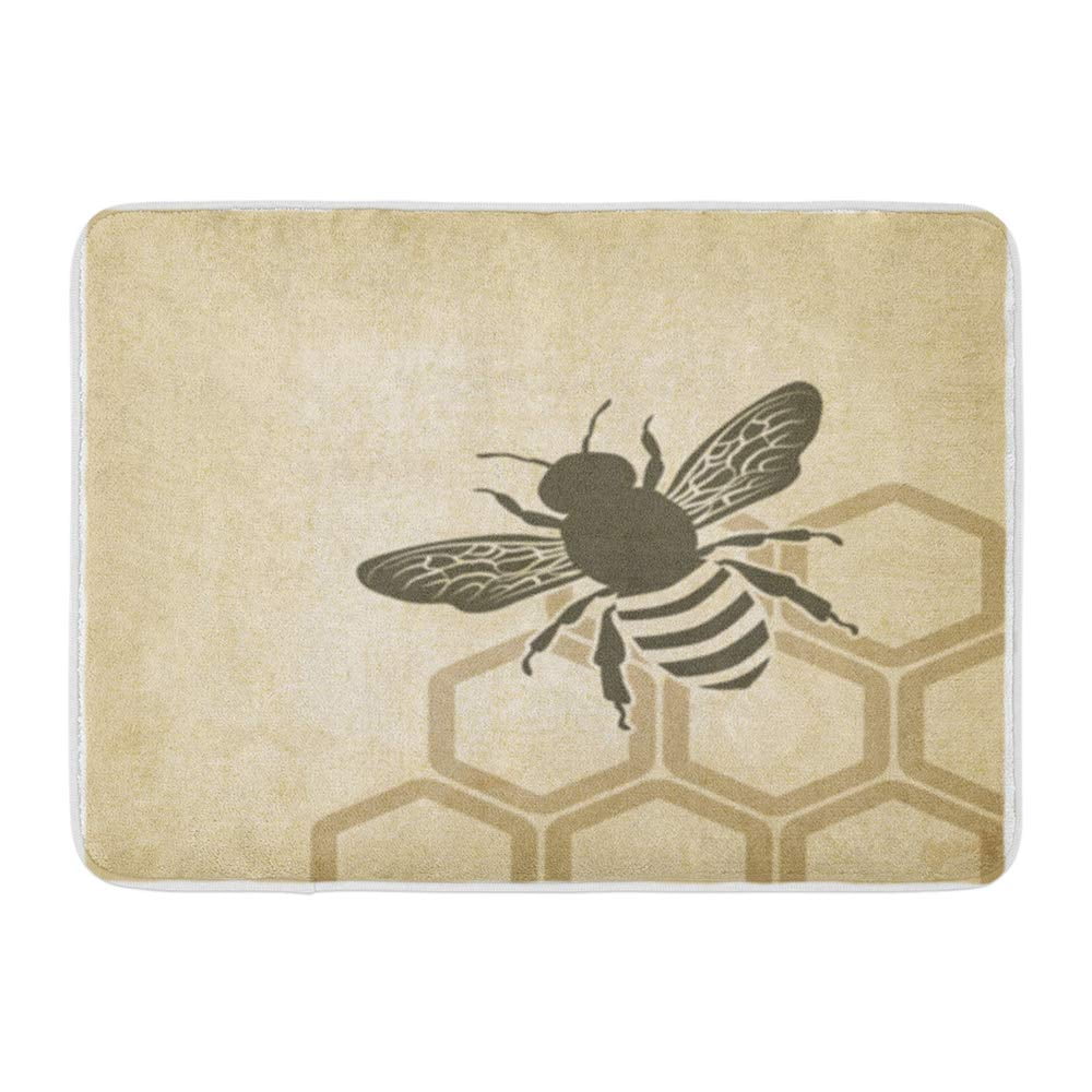 SIDONKU Brown Honey Bee Old Honeybee Honeycomb Hive Doormat Floor Rug ...