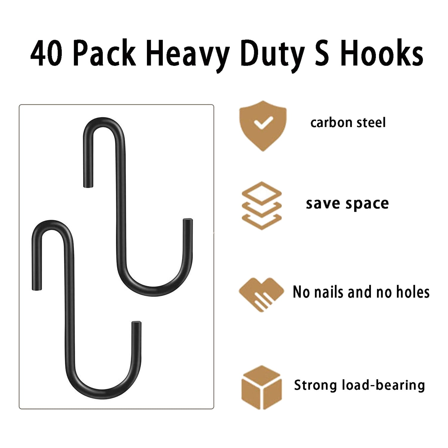 40 Pack Heavy Duty S Hooks S Shaped Hooks For Hanging Clothes Metal 40-pack-heavy-duty-s-hooks-s-shaped-hooks-for-hanging-clothes-metal