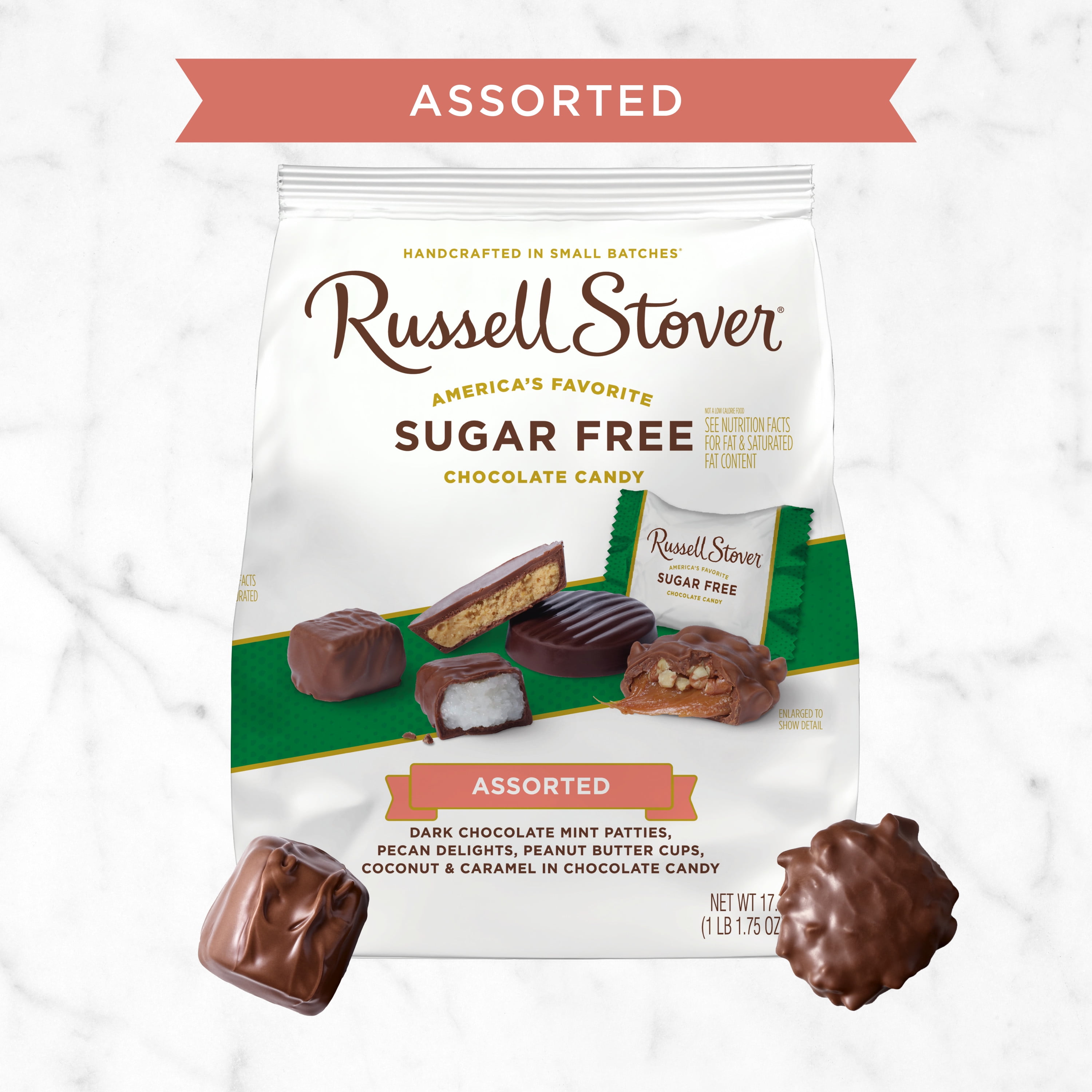 RUSSELL STOVER Sugar Free Assorted Chocolate Candy, 17.75 oz. Bag (≈ 32 ...