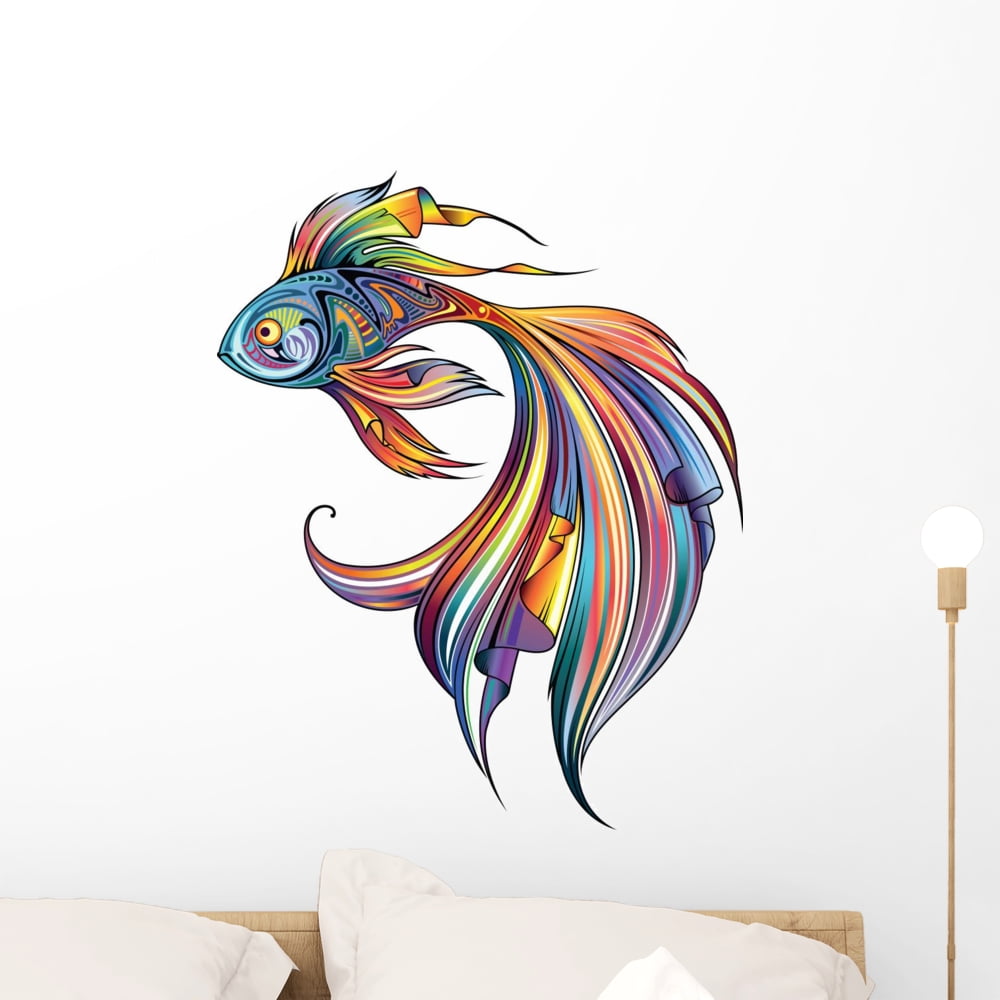 Rainbow Colored Tropical Fish Wall Decal Wallmonkeys Peel and Stick ...