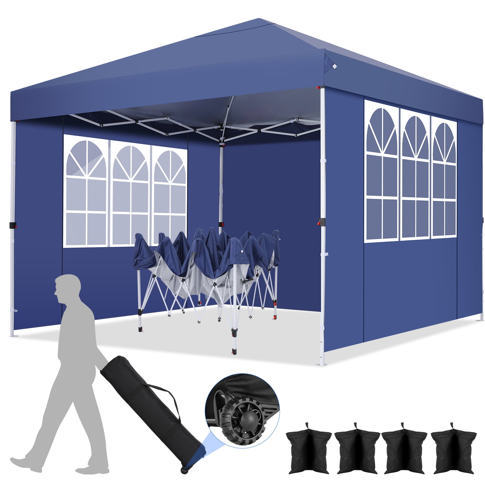 SANOPY 10 x 10ft Pop up Canopy Tent, Adjustable Height Canopies with 4 ...