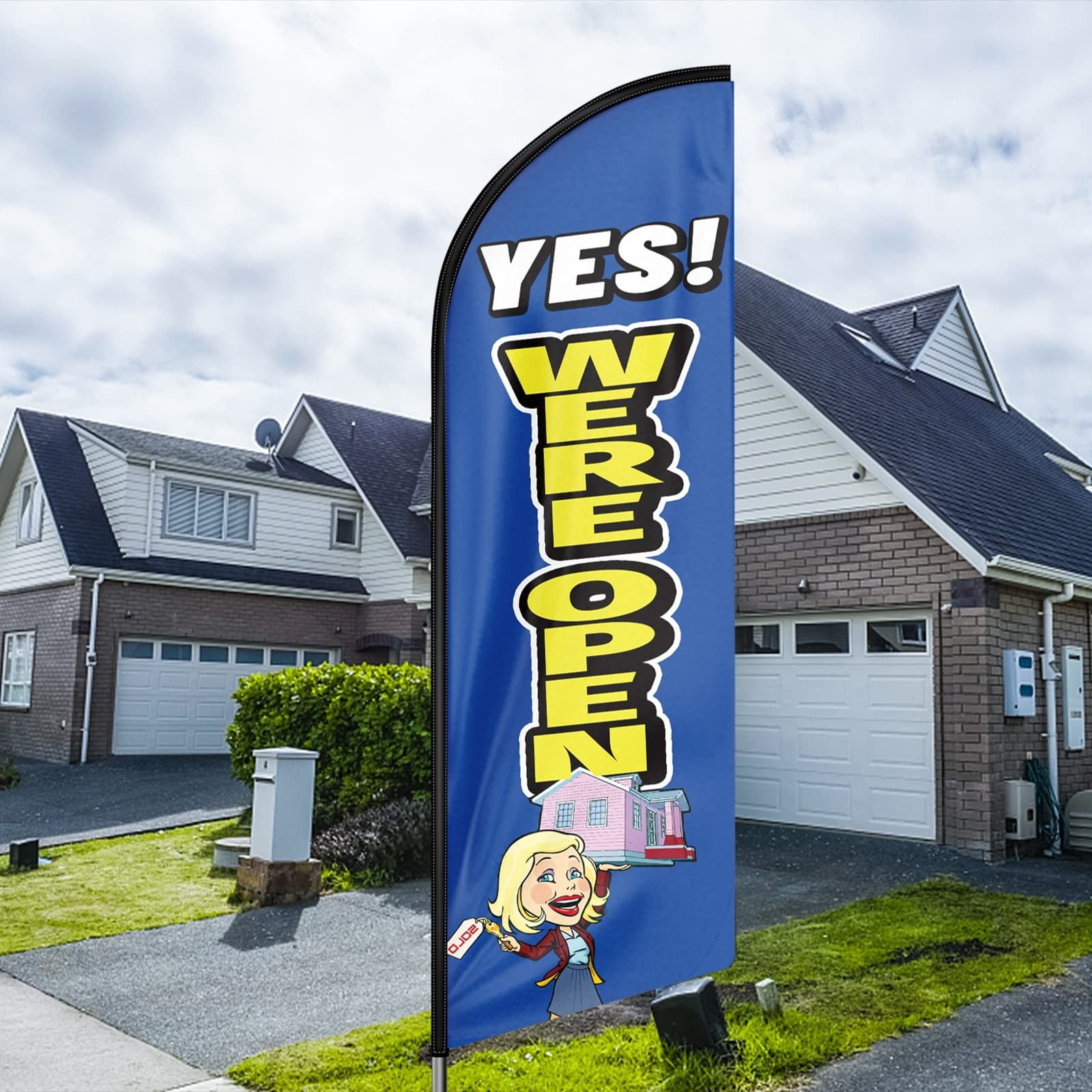 QSUM Open Themed Swooper Flag, 8 FT Open Signs Featehr Flag, Open ...