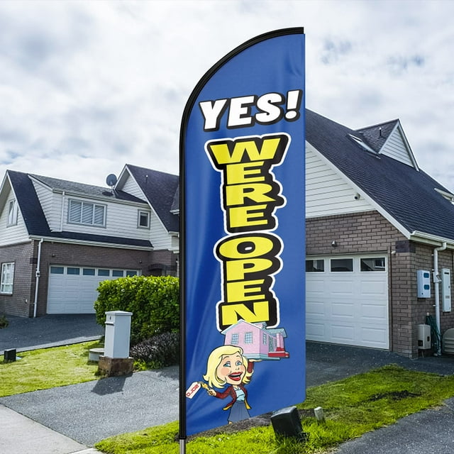 QSUM Open Themed Swooper Flag, 8 FT Open Signs Featehr Flag, Open ...