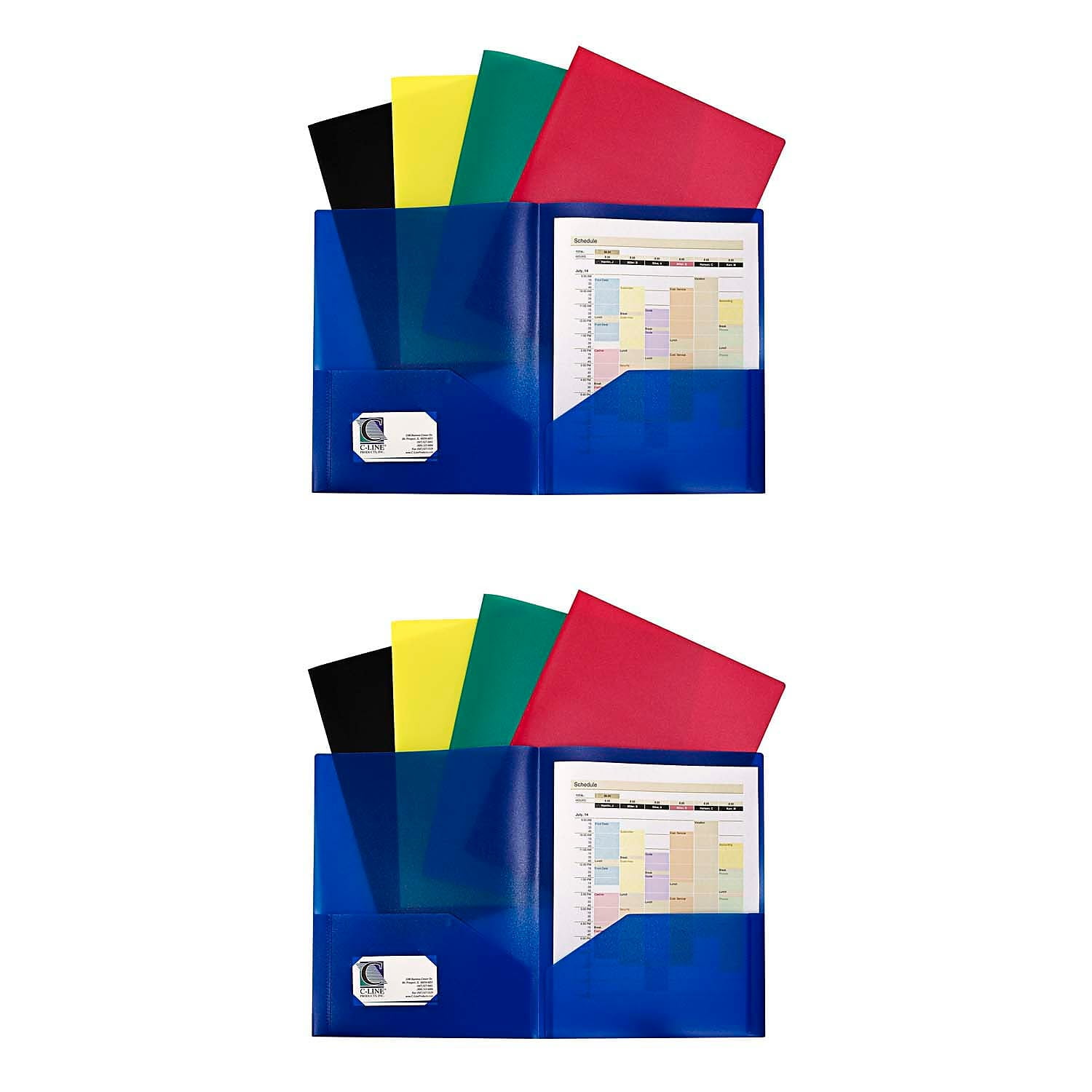 C-Line Two-Pocket Heavyweight Poly Portfolio Folder, Primary Colors, 10 ...