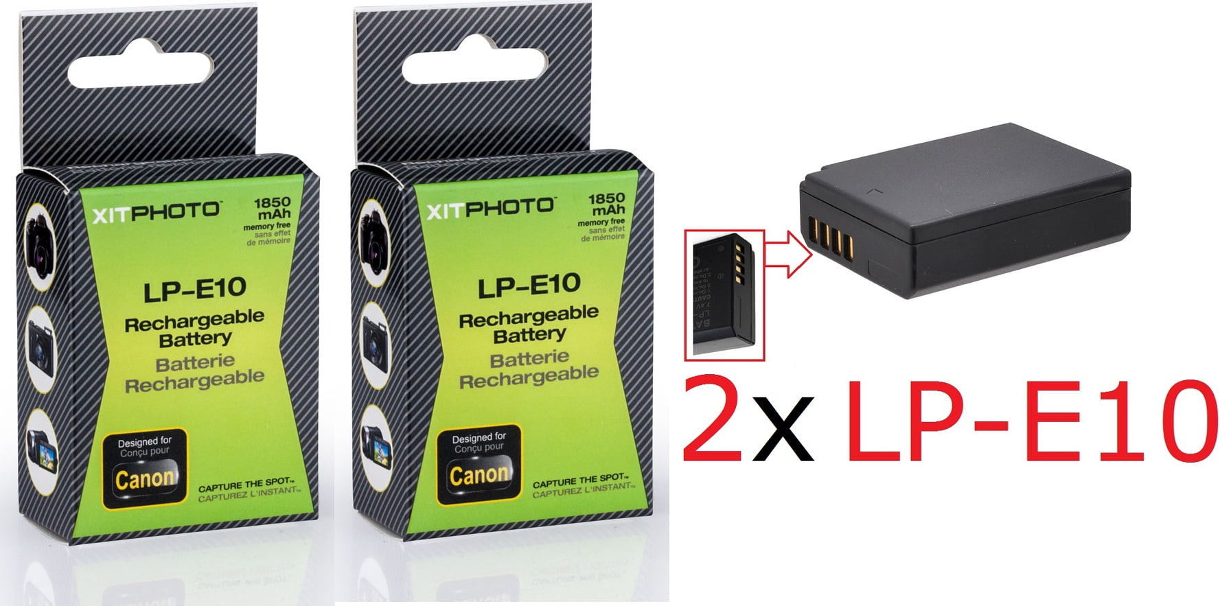 Hi Capacity 2-Pcs LP-E10 Li-Ion Battery Pack For Canon EOS Rebel T3 T5 ...