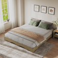 California King Wood Platform Bed Frame with Wave Edge Design, Sturdy ...