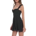 Black Polka Dot Mini Dress With Ruffled Straps Sweetheart Neckline ...