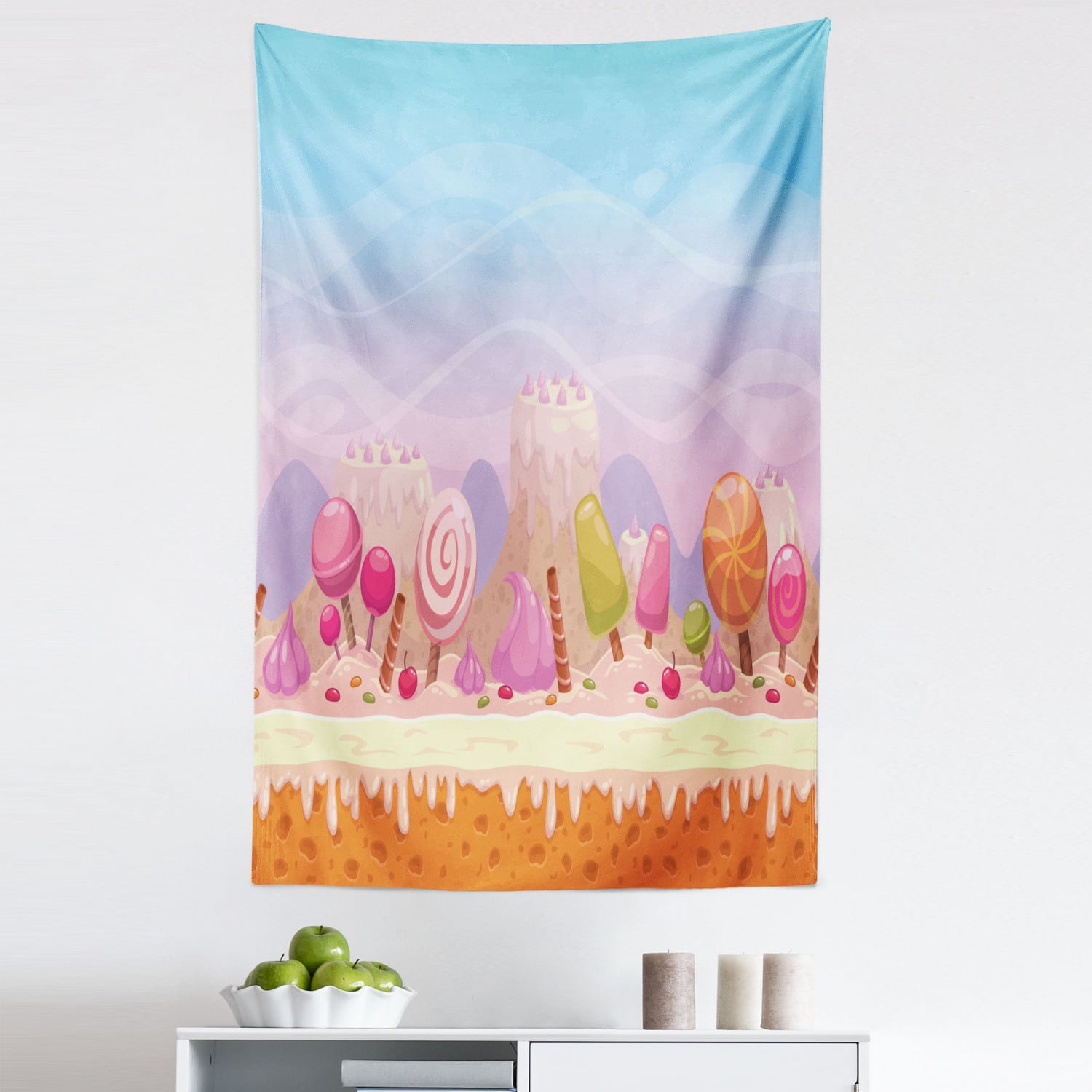 Dessert Tapestry, Fantasy Candy Road of Popsicles Lollipops Rolled ...
