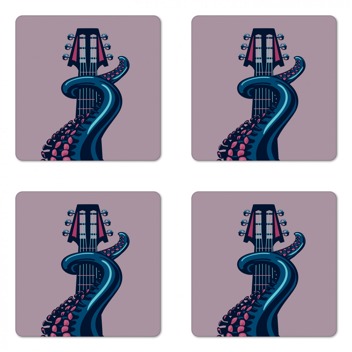 Octopus Coaster Set of 4, Sea Animal with Guitar Riff Musical ...