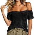 AnuYalue Women's Sheer Off The Shoulder Tops See Through Short Sleeve ...