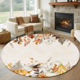 6ft Round Rug Fall Grey Orange Area Rugs for Living Room Bedroom ...