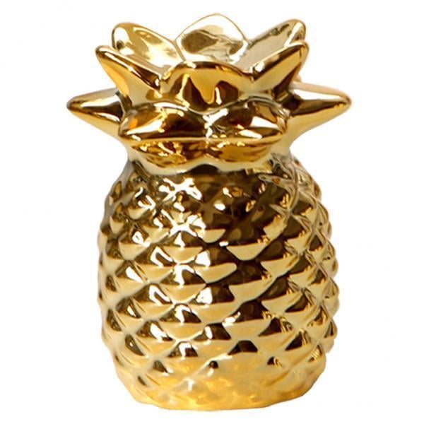 2xCeramic Golden Pineapple Figurine Ornament Artificial Fruit Showpiece ...