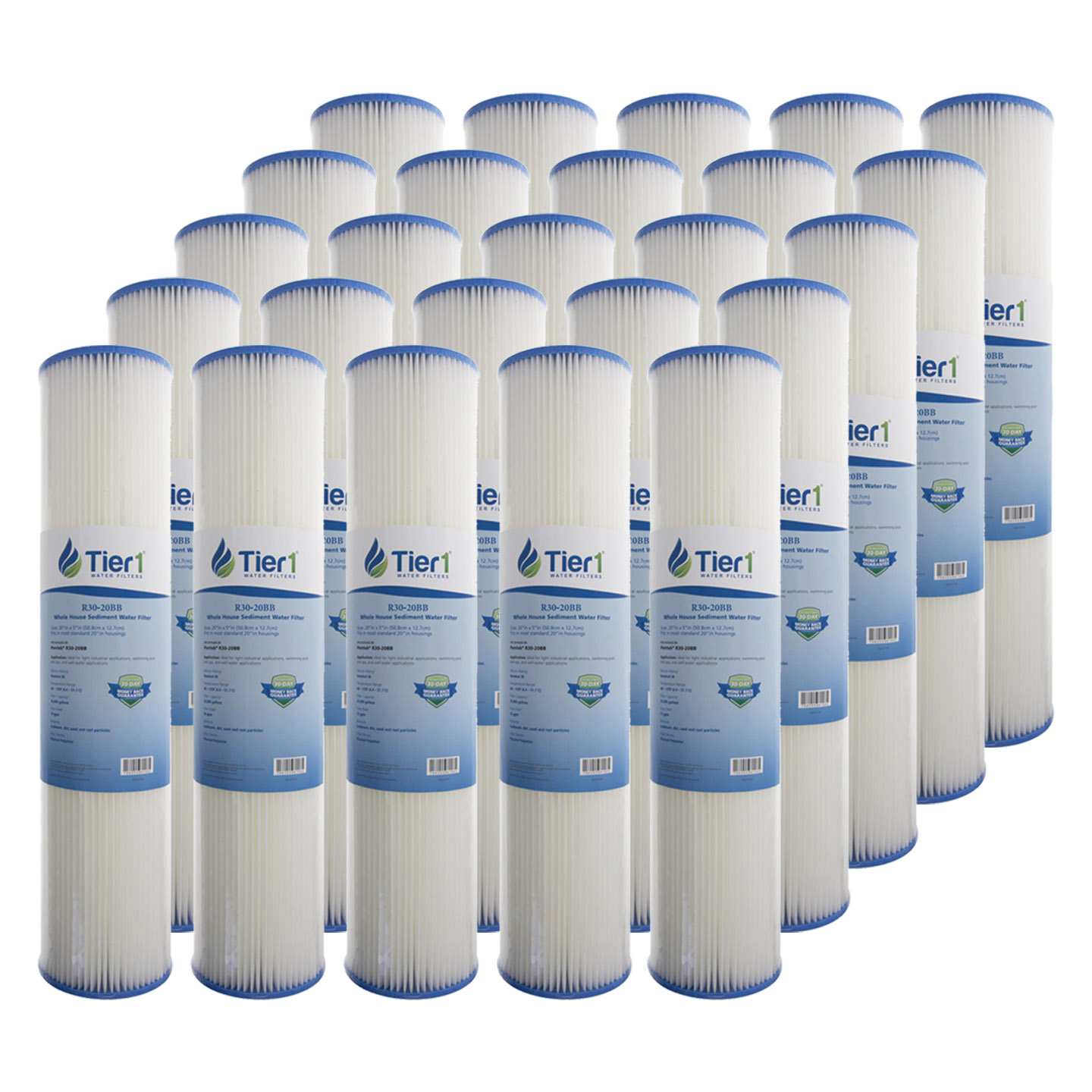 Tier1 30 Micron 20 Inch x 4.5 Inch | 25-Pack Pleated Polyester Whole House Sediment Water Filter ...