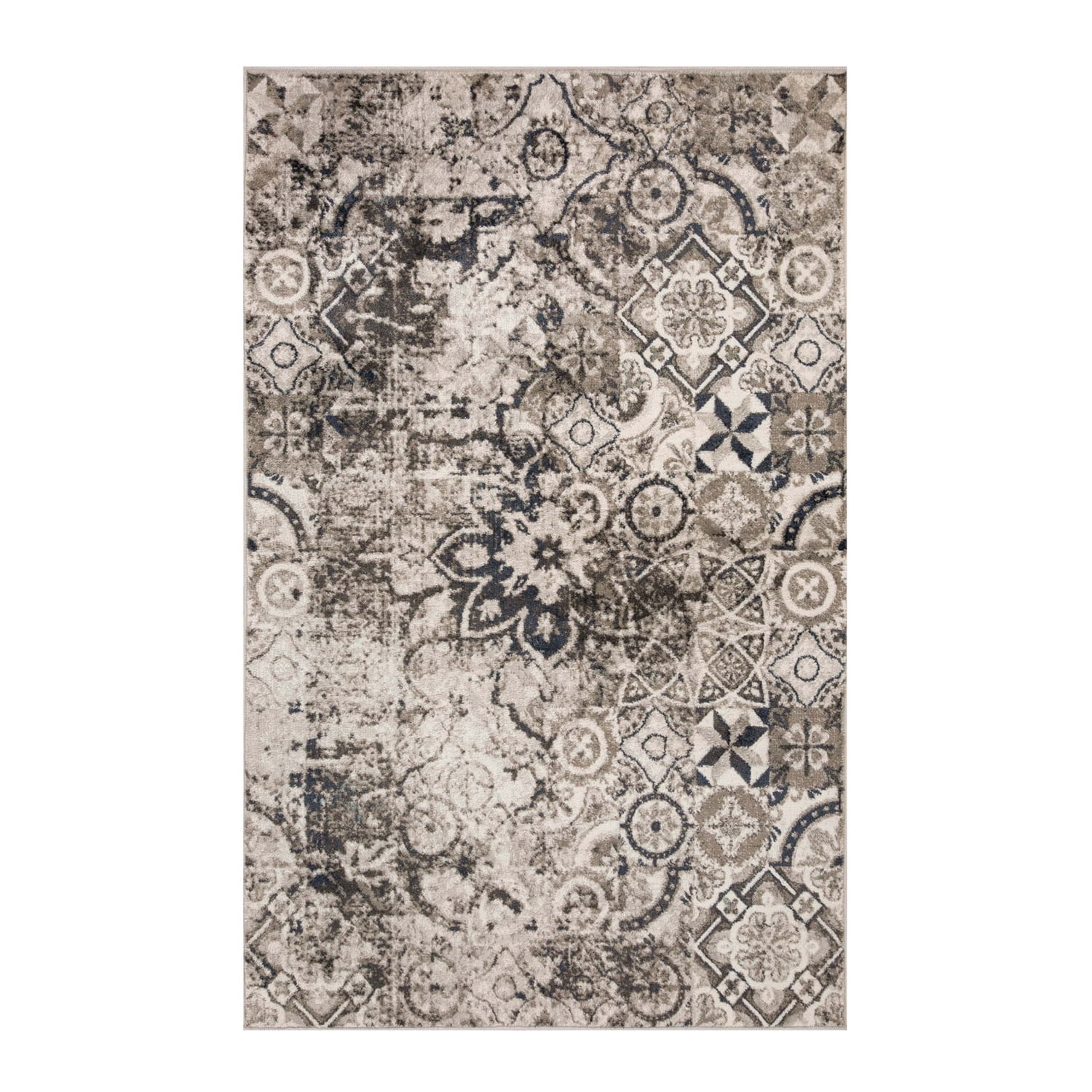 Superior Rangoli Geometric Medallion Indoor Area Rug, 5' x 8', Deep ...