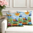 Cartoon Transportation Pillow Covers Set of 4, Helicopter Car Train ...