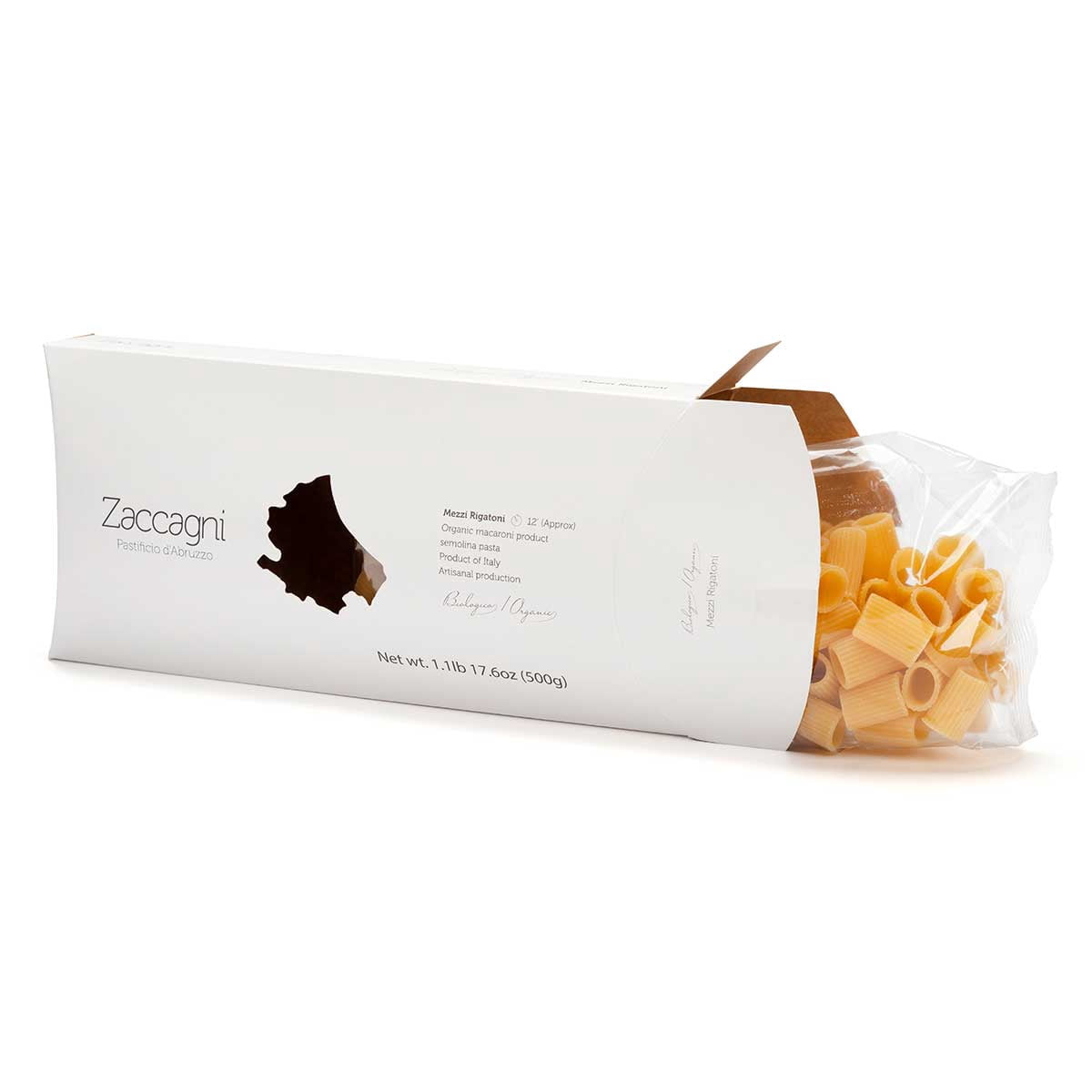 Zaccagni, Organic Mezzi Rigatoni Pasta (1.1lbs/500g) - Walmart.com