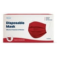 Disposable Face Masks 3-Ply Individually Wrapped , 50ct - Red - Walmart.com