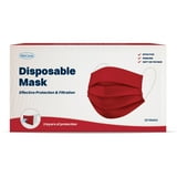 Disposable Face Masks 3-Ply Individually Wrapped , 50ct - Red - Walmart.com