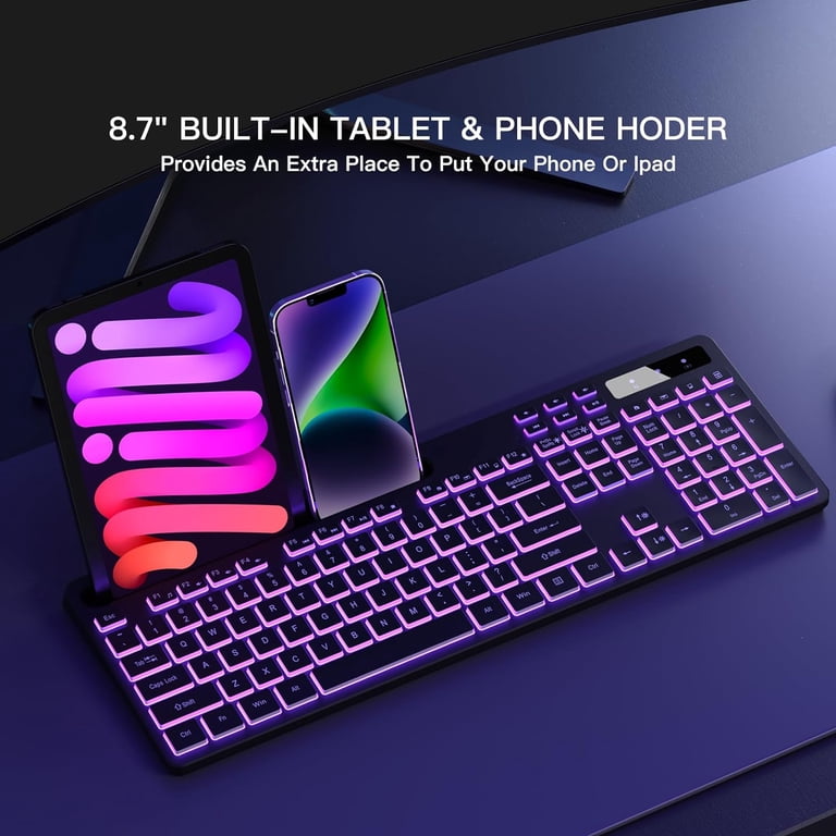 Keyboard Wireless Large Print Wireless Keyboard & Mouse - 7 Color ...