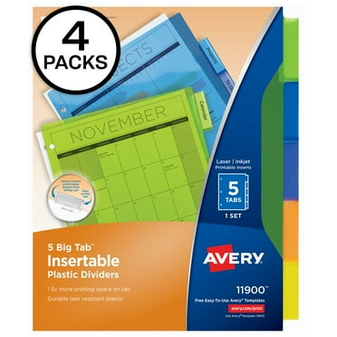 Avery Big Tab Insertable Dividers, Clear Tabs, 5-Tab Set (11122 ...