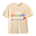 Assorted Solid Color First Day Of School Letter Print Kids Crew Neck ...