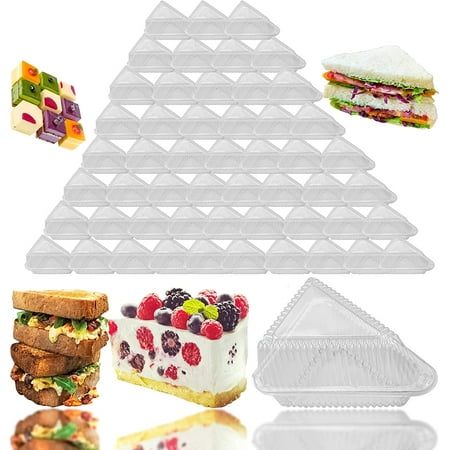 HTWW 50 Pack Clear Cake Slice Containers, Individual Disposable Plastic ...