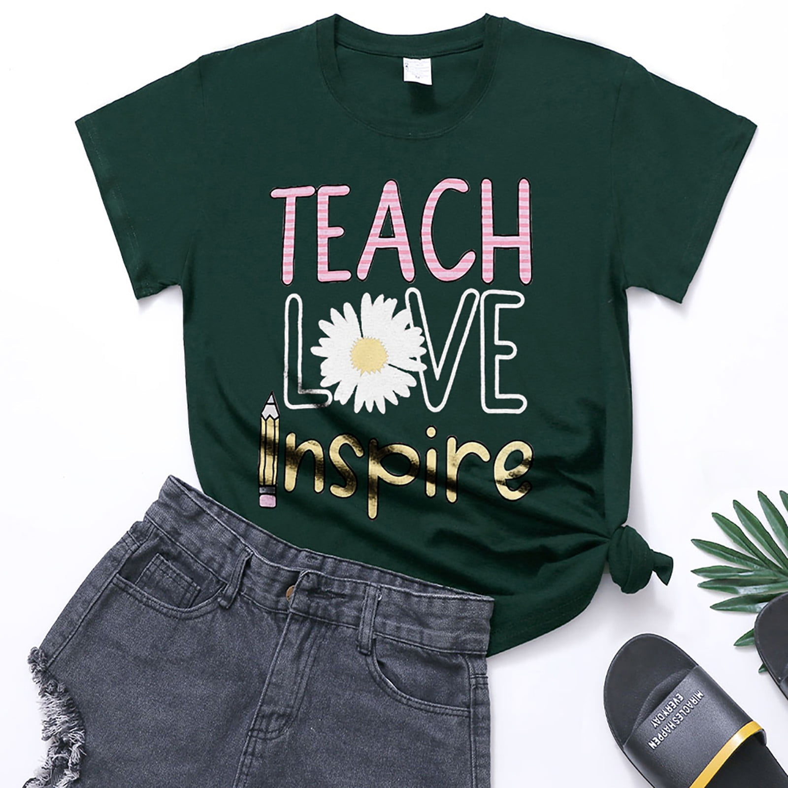 IMESTOU Fashion Print T Shirts Green Women Shirts Gift For Girlfriend imestou-fashion-print-t-shirts-green-women-shirts-gift-for-girlfriend