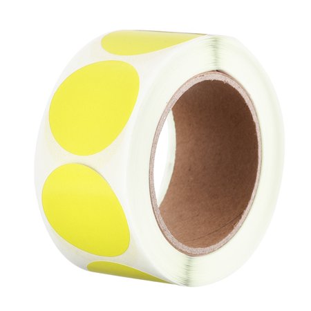 Uxcell Color Sticker Round Label 25mm with Storage Box Yellow Count 300 ...