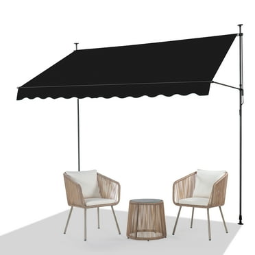 Renwick Manual 118″ L Retractable Awning with Adjustable Angle & Height ...
