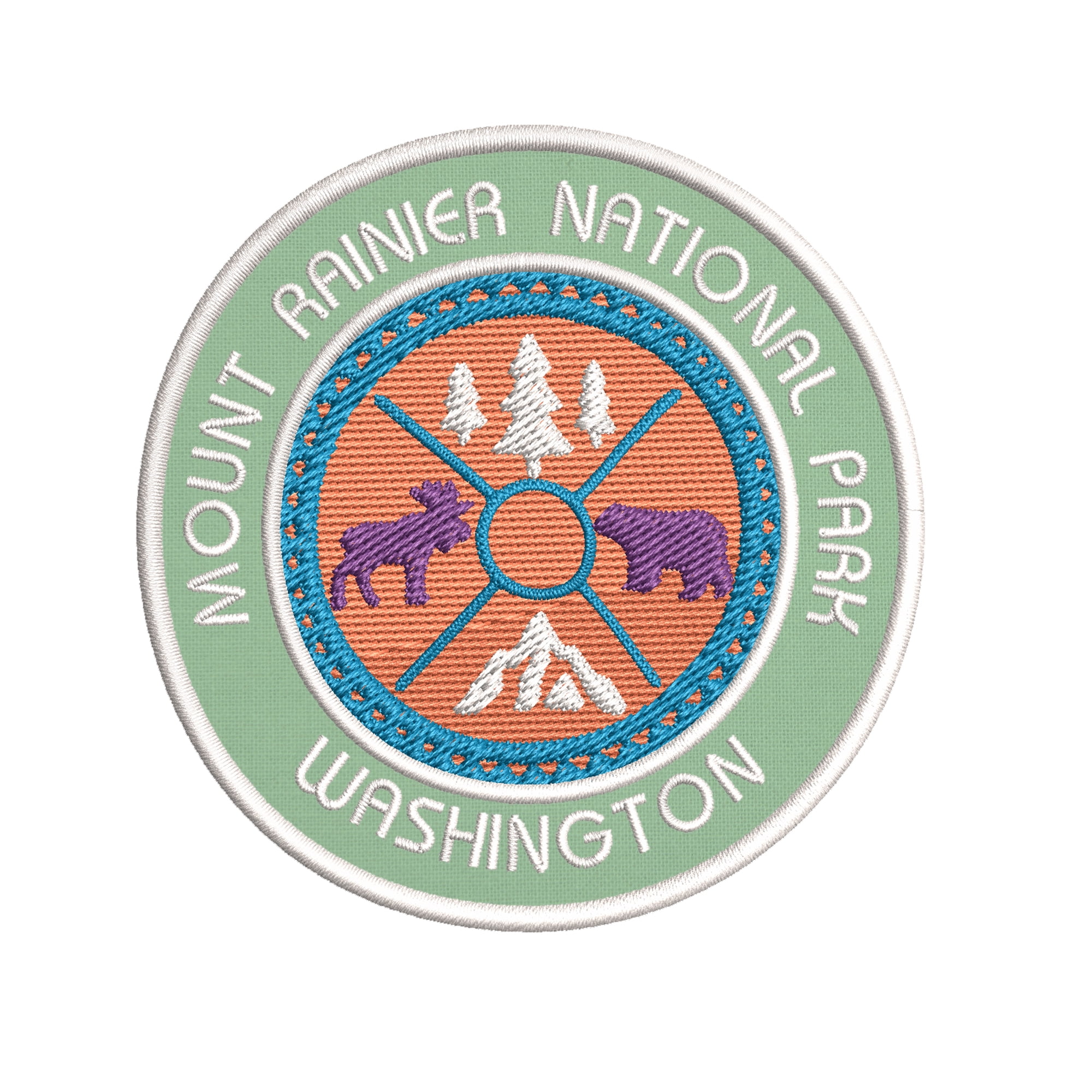 Mount Rainier National Park, Washington Moose and Bear Embroidered DIY ...