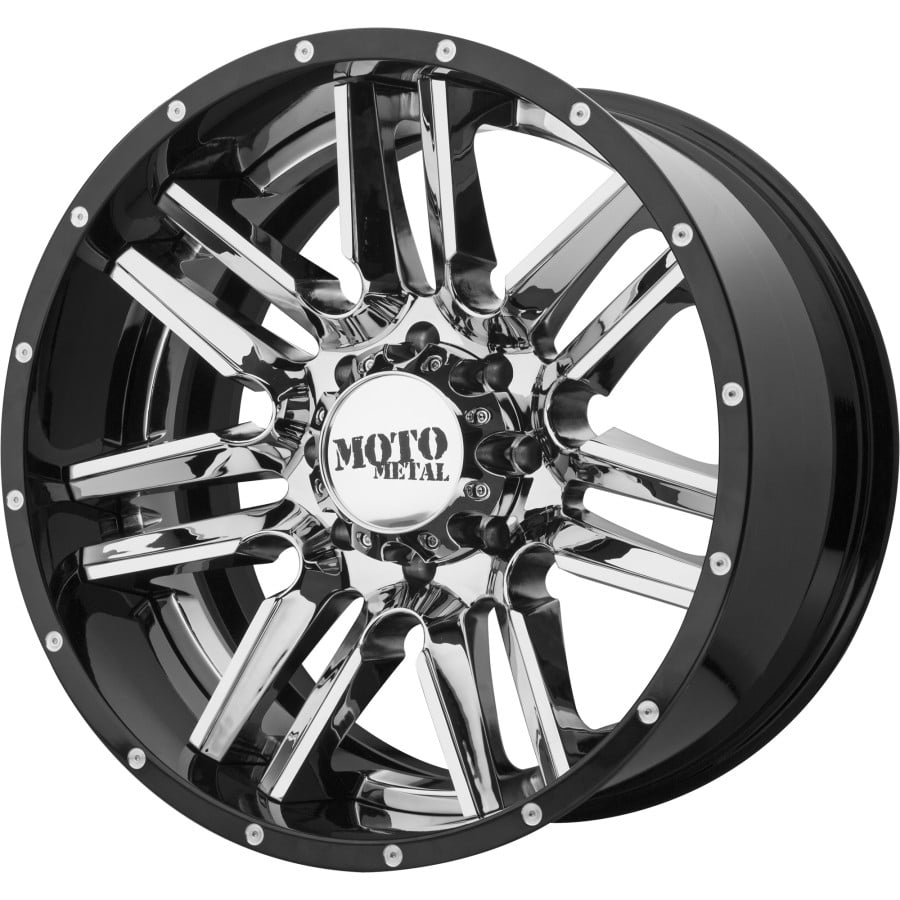 Moto Metal Aluminum Rim MO202 20X12in Chrome Center Gloss Black Milled ...
