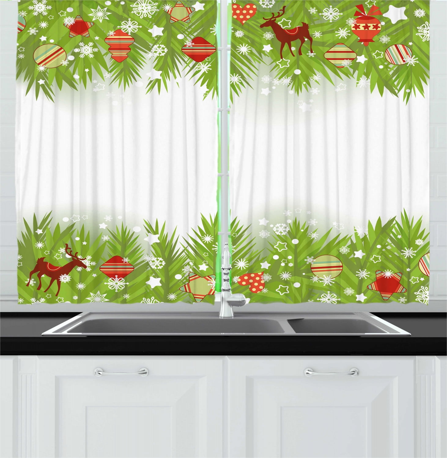 Kids Christmas Curtains 2 Panels Set, Spruce Coniferous Noel Tree ...