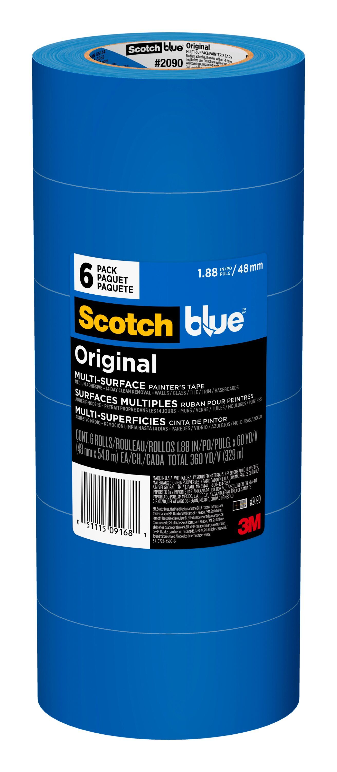 ScotchBlue Original Painter's Tape, Blue, 1.88 in x 60 yd, 6 Rolls ...