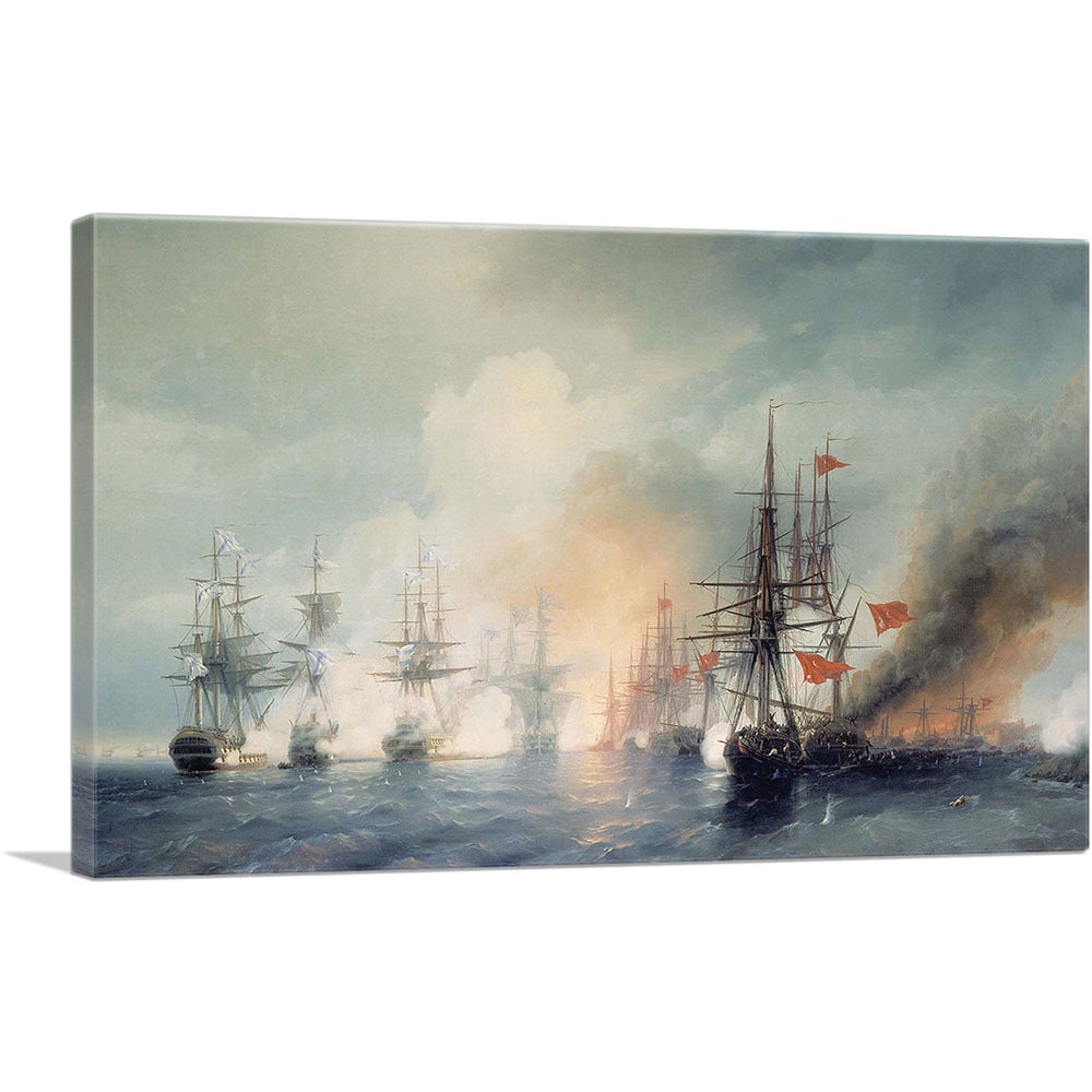 ARTCANVAS Russian and Turkish Sea Battle of Sinop 1853 Canvas Art Print ...