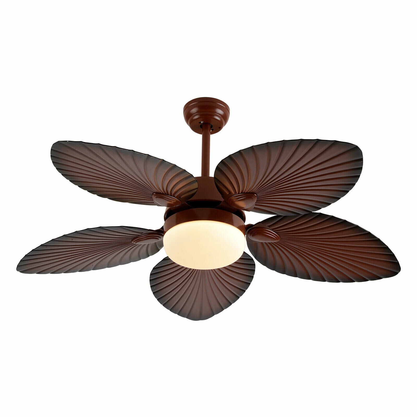 Tropical 42'' Indoor Ceiling Fan Light, 5 Palm Leaf Blades, Remote, LED ...