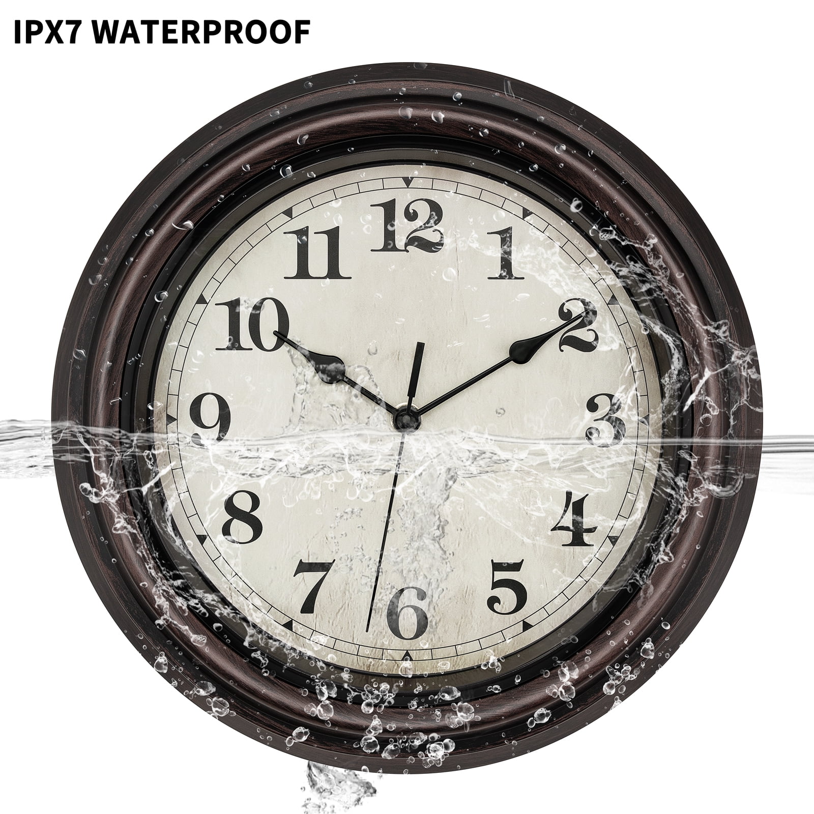 Foxtop IPX7 Waterproof Outdoor Retro 12 Inch Wall Clocks Silent Non ...
