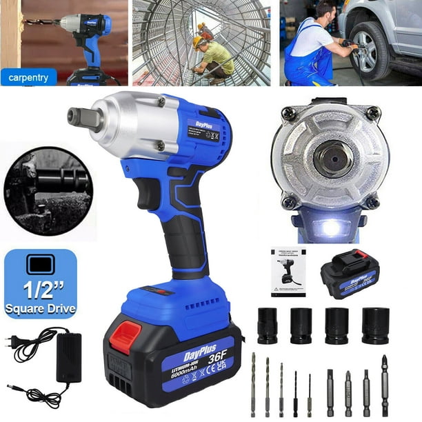 Bowoshen Brushless Cordless Impact Wrench 1/2"inch Battery Charger ...