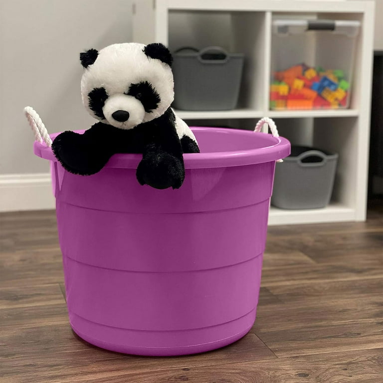 Plastic toy bin with rope handles store