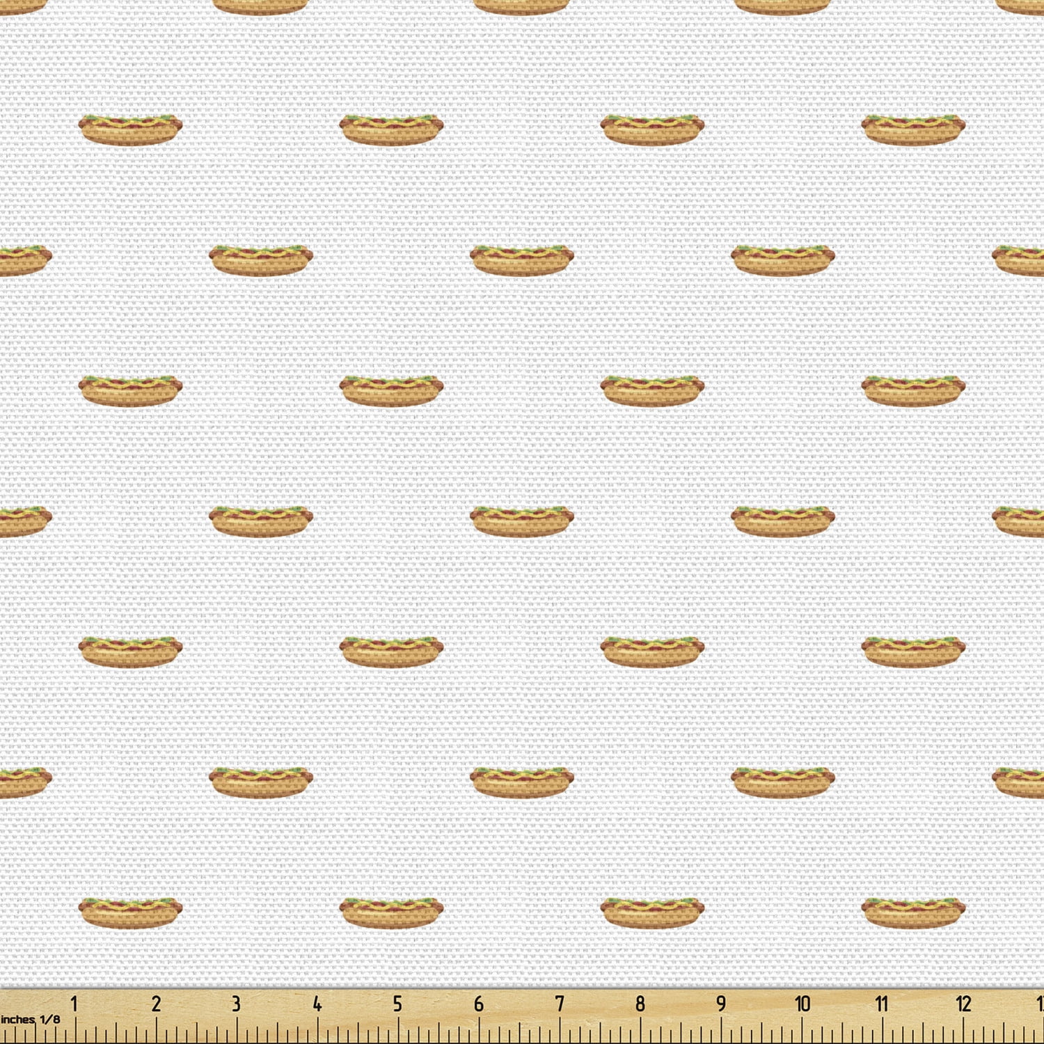 Hot Dog Fabric by the Yard, Minimalist Food Doodle Continuous Sandwich ...