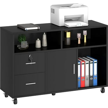 HOMCOM Printer Stand, Storage Cabinet with Drawer, Open Storage Shelves ...