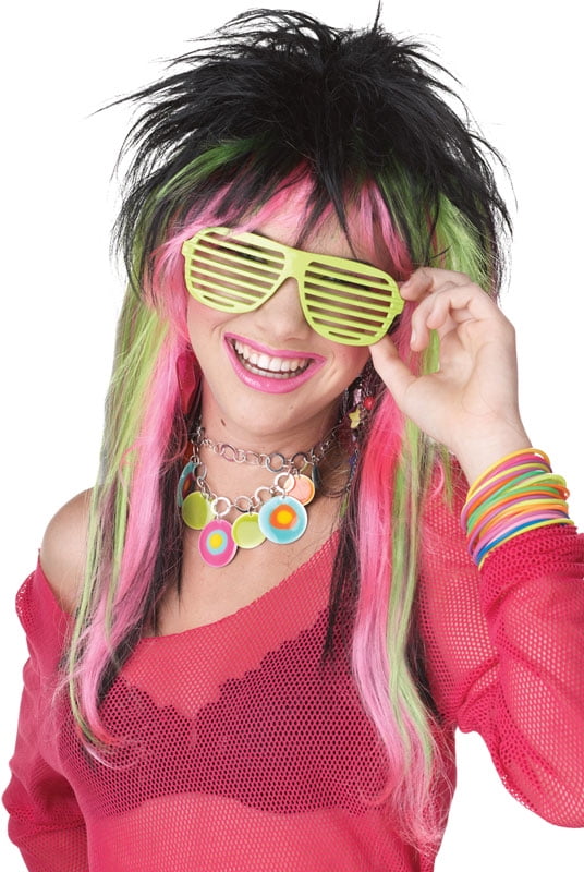 Rave Candy Costume Wig (Black/Lime/Pink) - Walmart.com