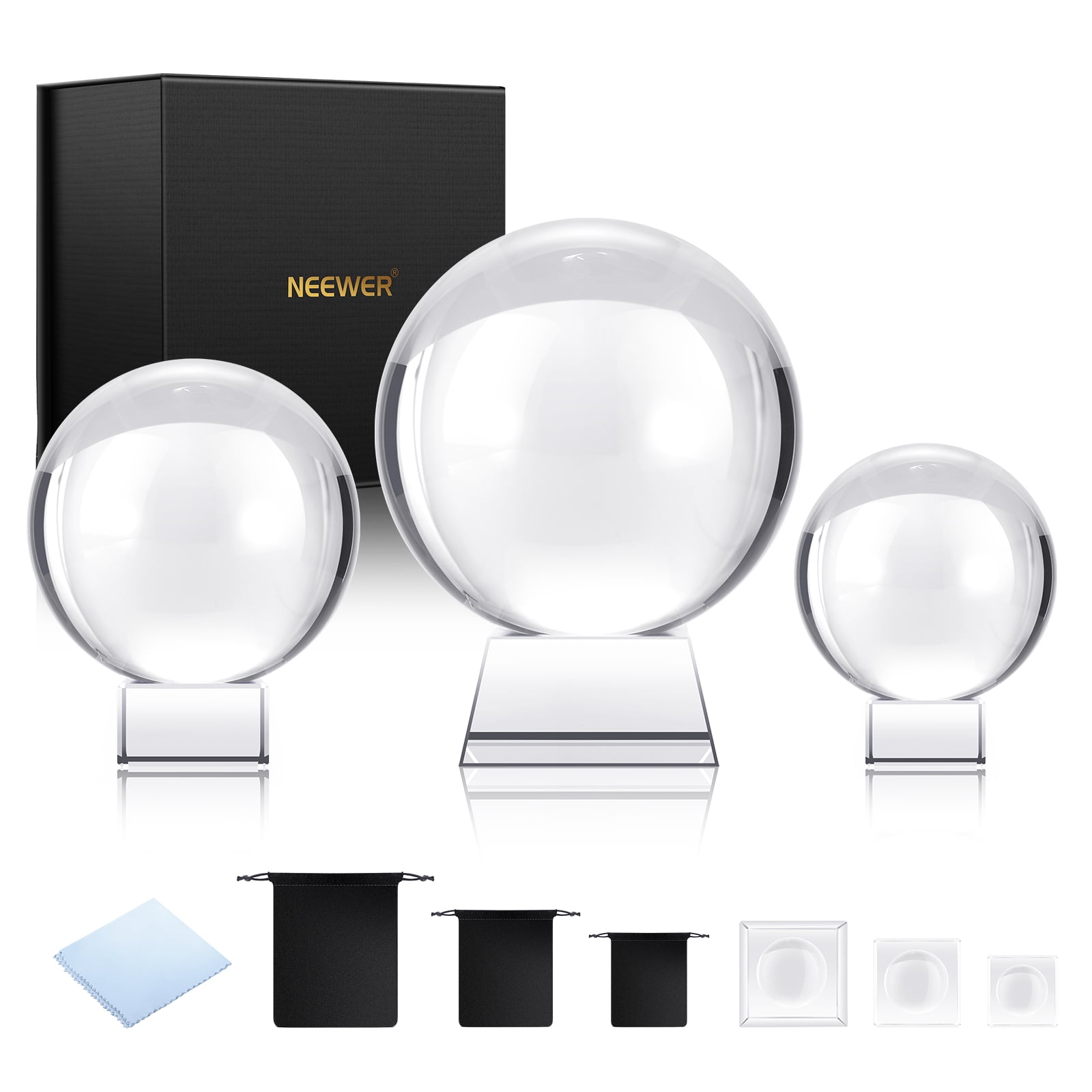 NEEWER Crystal Ball Set， K9 Glass Balls with Stand， Pouch & Box for ...