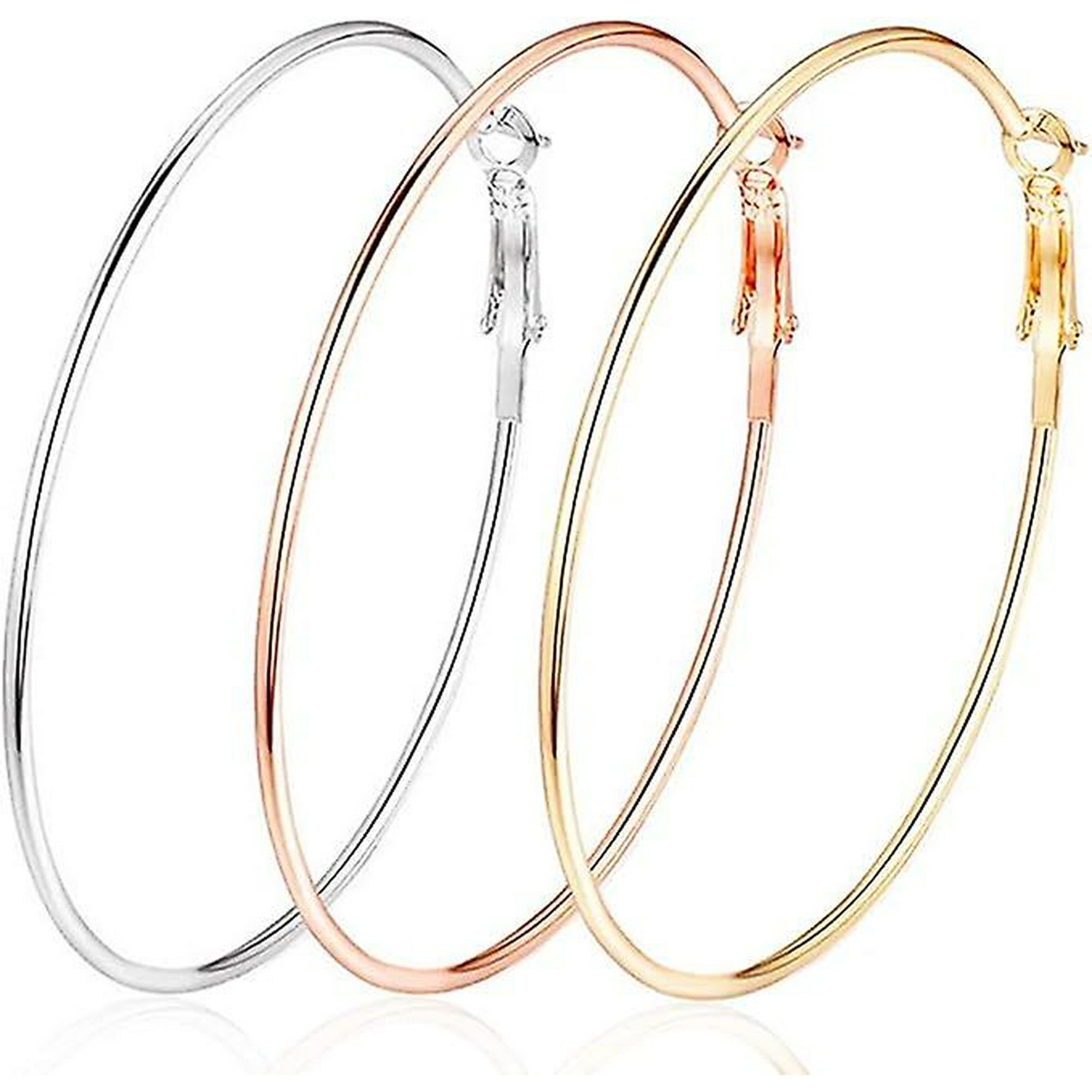 Click here for Unbranded 3 Pairs Big Gold Hoop Earrings For Women... prices