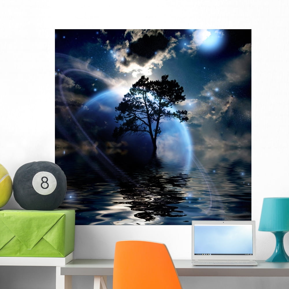 Alien Landscape Wall Mural by Wallmonkeys Peel and Stick Graphic (36 in ...