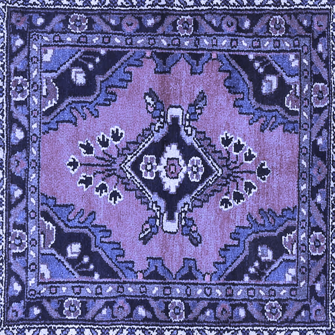 Ahgly Company Indoor Square Medallion Blue Traditional Area Rugs, 6 ...
