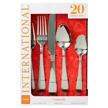 International Silver Checkered Frost 20-piece Stainless Flatware set ...