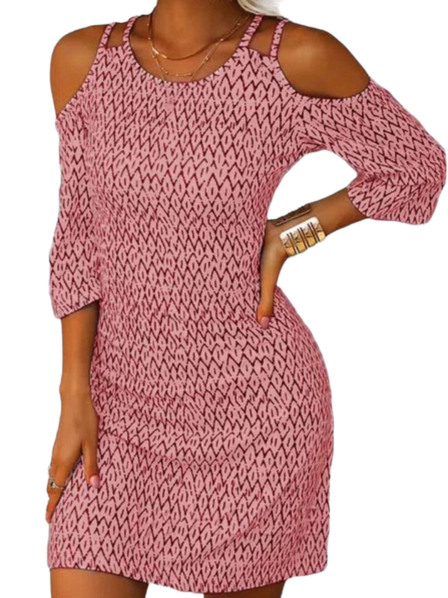 XXLvision Womens Sexy Off Shoulder Half Sleeve Floral Casual Mini Dress ...