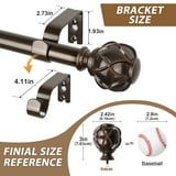 KAMANINA 7/8" Adjustable Single Curtain Rod with Netted Texture Finial ...
